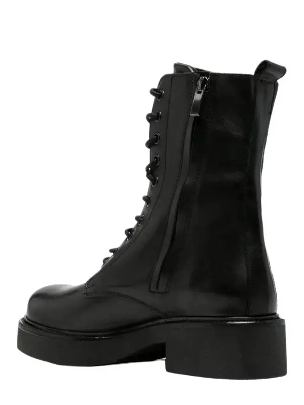 METISSE Lace-up Leather Ankle Boots - Black