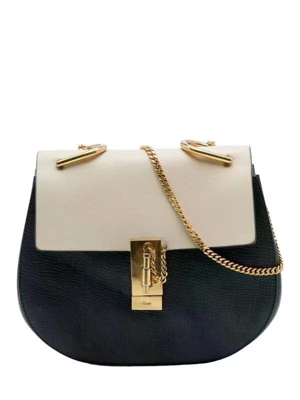 Chloé Bicolor Calfskin Drew Crossbody Bag - White