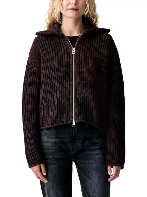Marc O'polo Zip-up Ribbed Cardigan - Red