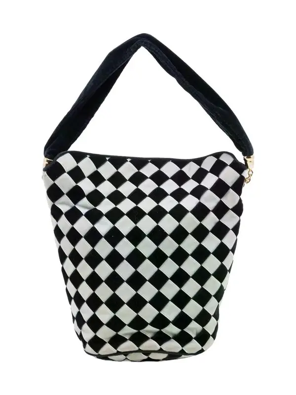 Bottega Veneta 20th Century Bicolor Velvet Intrecciato Bucket Bag - Black