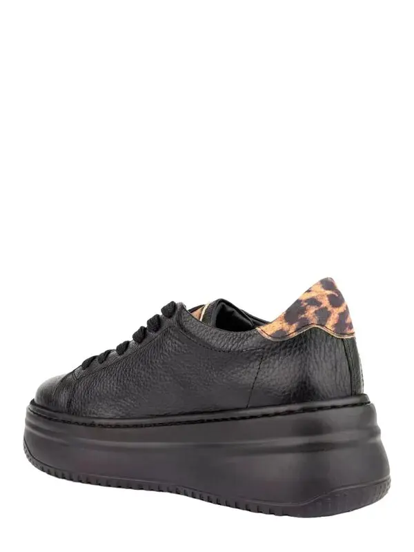 SERGIO MORETTI FIRENZE Leopard-print Platform Sneakers - Black