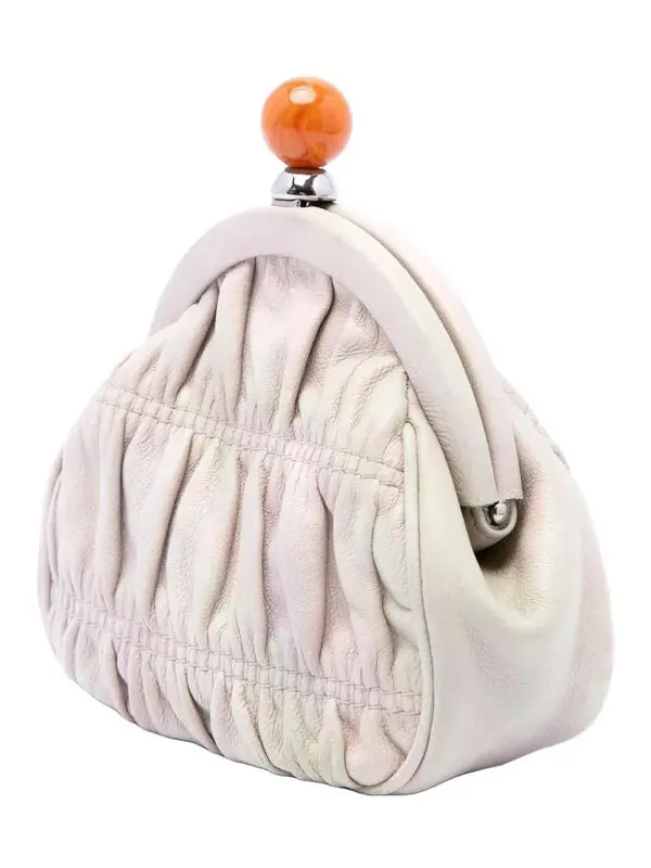 Prada Nappa Gaufre Kiss Lock Coin Pouch - White