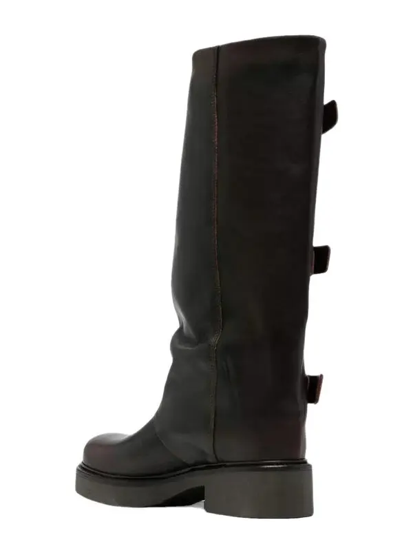 METISSE Buckle-fastening Leather Boots - Brown