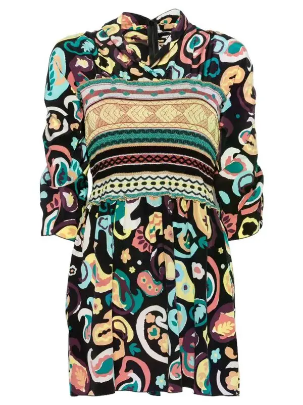 Missoni Abstract Print V-neck Mini Dress - Black