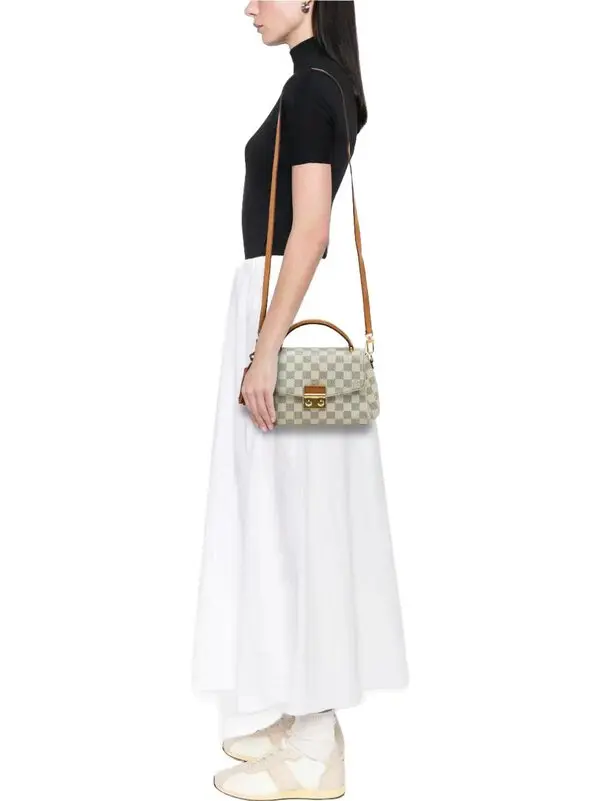 LOUIS VUITTON Damier Azur Croisette Satchel - White