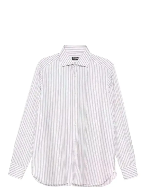 Zegna Vertical-stripe Long-sleeve Shirt - White