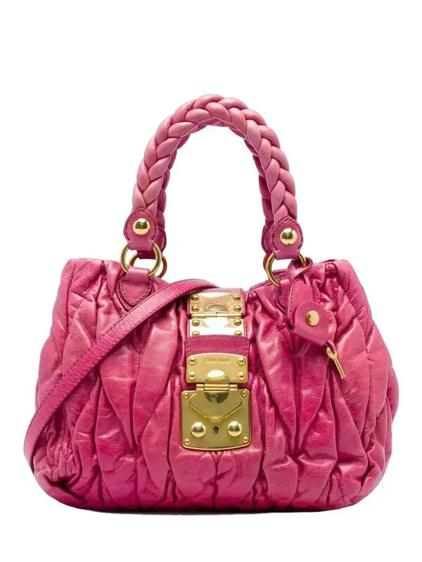 Miu Miu Matelassé Lambskin Coffer Satchel - Pink
