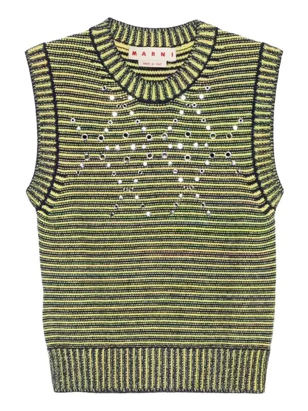 Marni Eyelet-embellished Striped Sweater Vest - Yellow