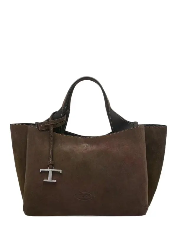 TOD'S Suede Bag With T Timeless Charm - Brown