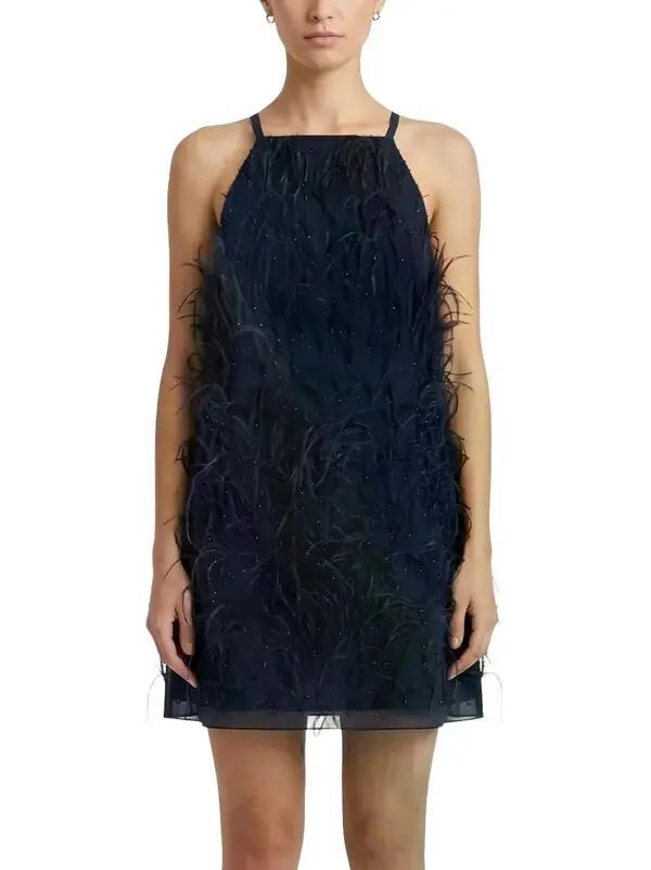 Pinko Feather-trim Sequin Embellished Dress - Blue