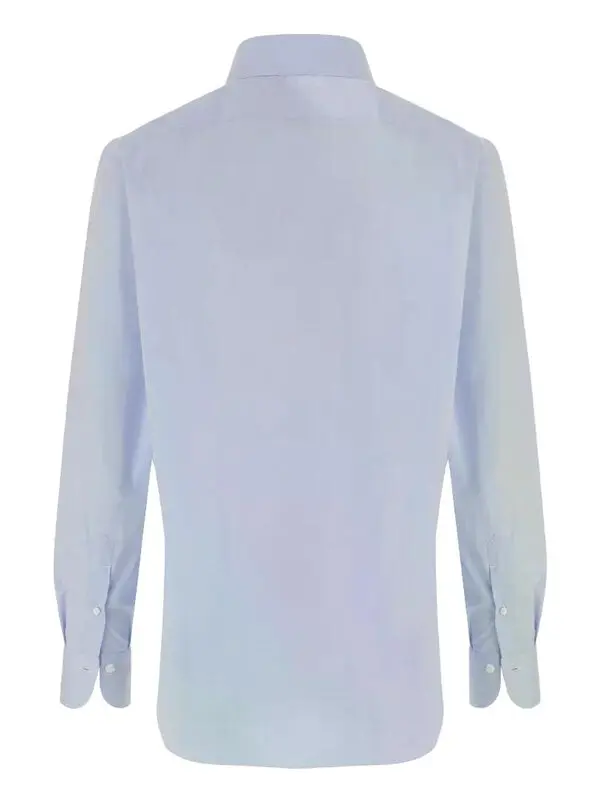FINAMORE 1925 Buttoned-cuff Curved-hem Shirt - Blue