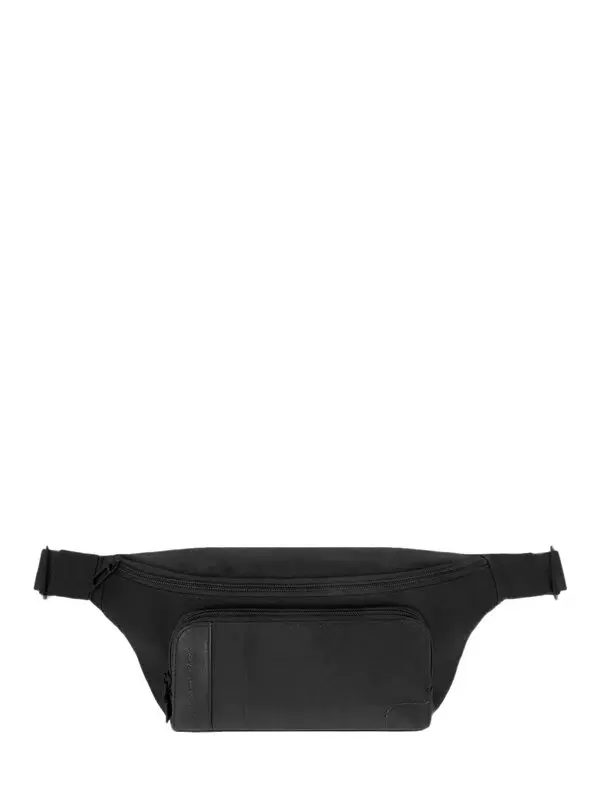 PIQUADRO Paneled Leather Trim Belt Bag - Black
