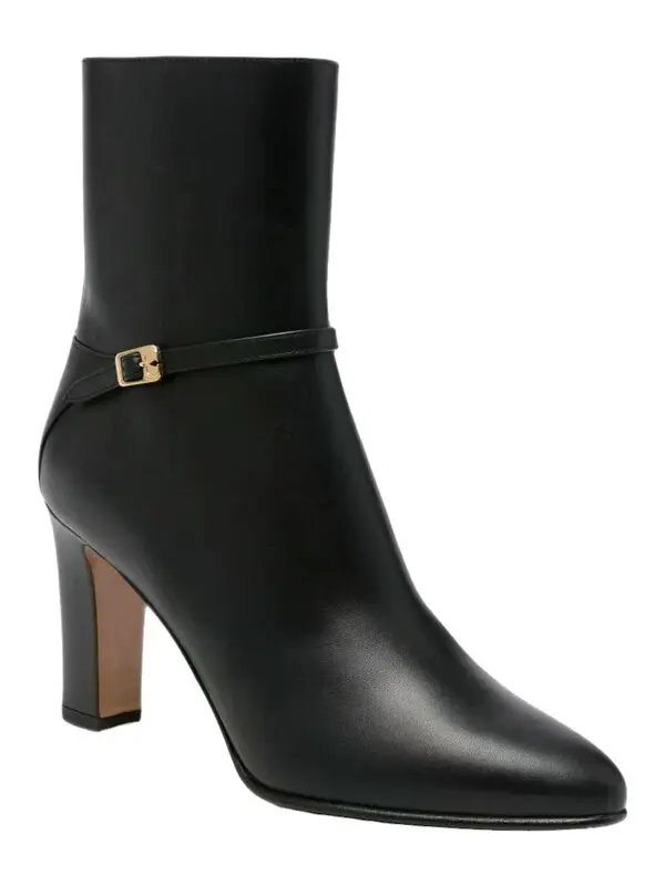 Valentino Garavani Buckle-strap Leather Ankle Boots - Black