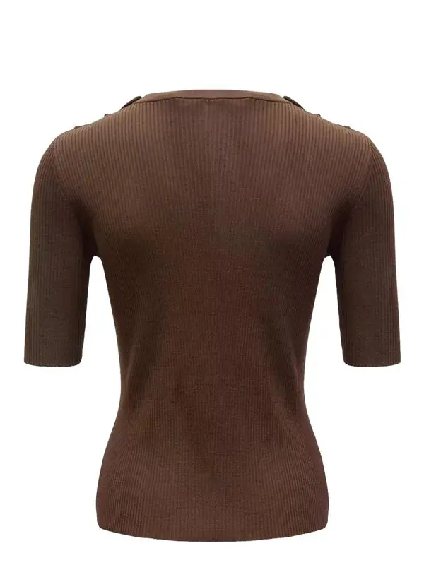 Max Mara Ribbed Knit Button-detail Sweater - Brown
