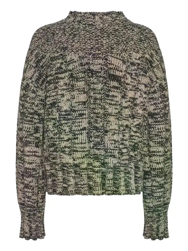 Malo Mélange Cable Knit High Neck Sweater - Black
