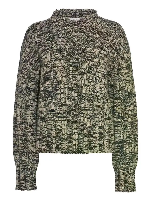 Malo Mélange Cable Knit High Neck Sweater - Neutrals