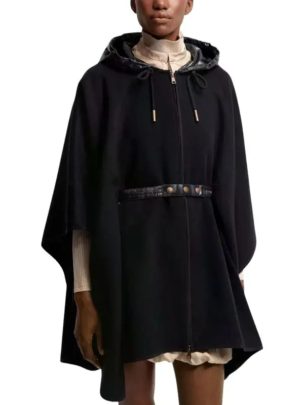 Moncler Hooded Belted Cape - Black