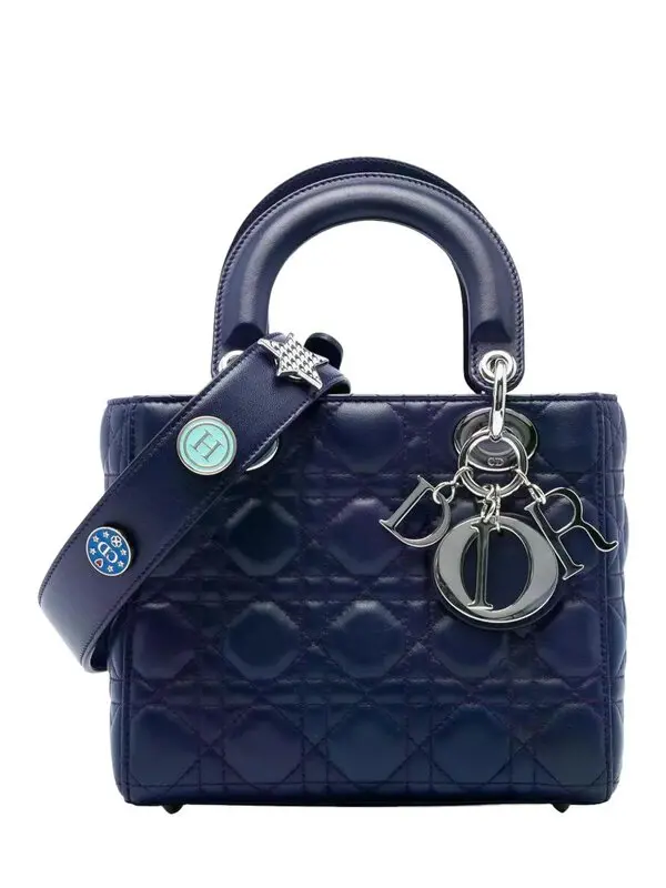 Dior Small Lambskin Cannage Lady Satchel - Blue