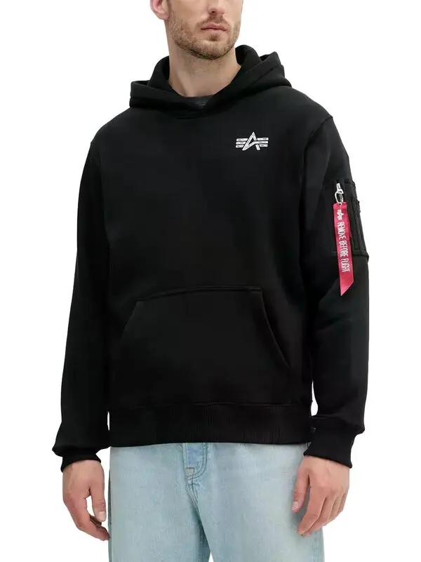 Alpha Industries Logo-print Zip-pocket Hoodie - Black
