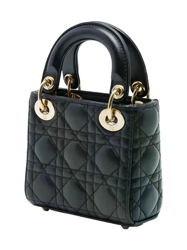 Dior Micro Lambskin Cannage Lady Satchel - Black