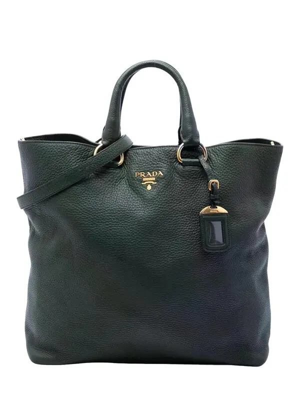 Prada Vitello Daino Convertible Tote Satchel - Green