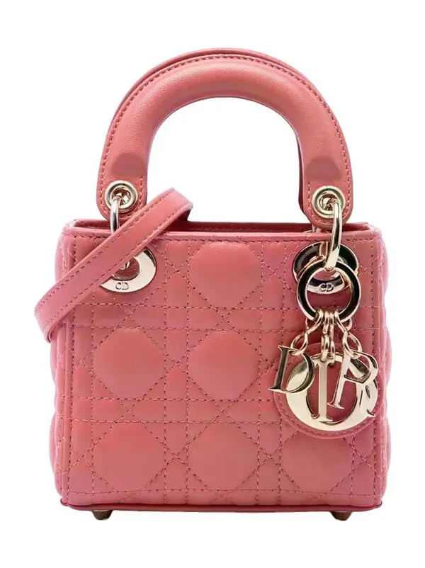 Dior Micro Lambskin Cannage Lady Satchel - Pink
