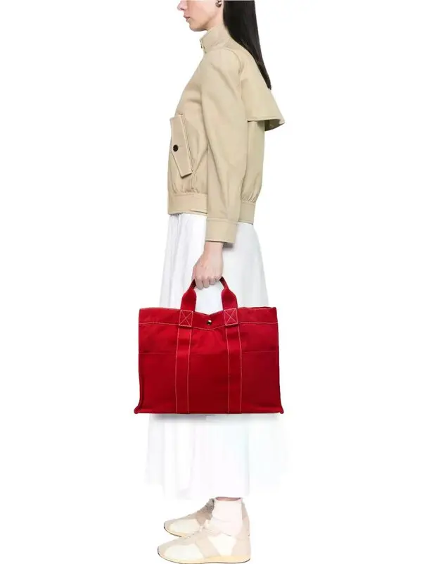 Hermès 2000-2010 Canvas Sac Deauville Mm Tote Bag - Red