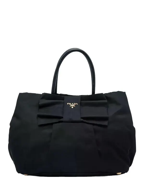 Prada Tessuto Bow Tote Bag - Black