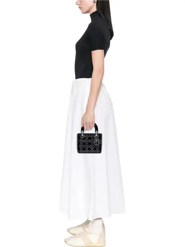 Dior 2020 Mini Satin Cannage Embellished Lady Satchel - Black