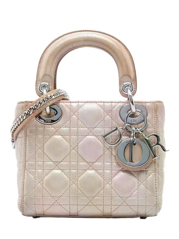 Dior Iridescent Lambskin Cannage Lady Satchel - Pink