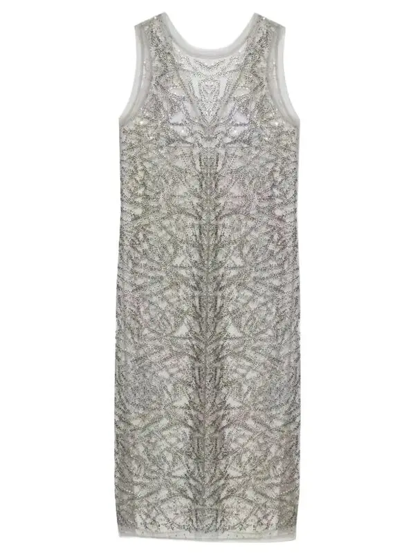 Munthe Varika Sequin-embellished Mesh Midi Dress - Grey
