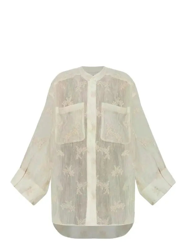 Munthe Embroidered Sheer Shirt - Neutrals