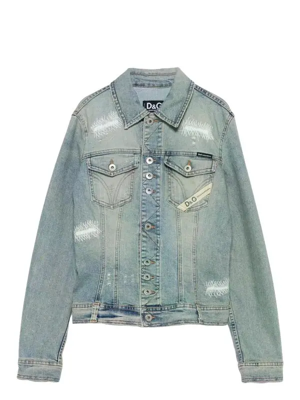 Dolce & Gabbana Distressed Denim Trucker Jacket - Blue