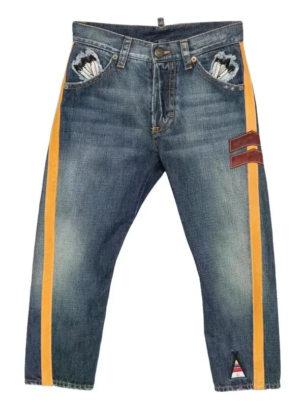 Dsquared2 Cropped Jeans With Side Stripe Detail - Blue