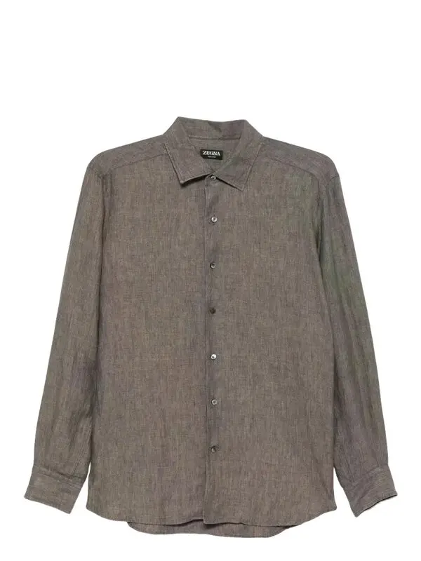 Zegna Linen Long-sleeve Shirt - Grey