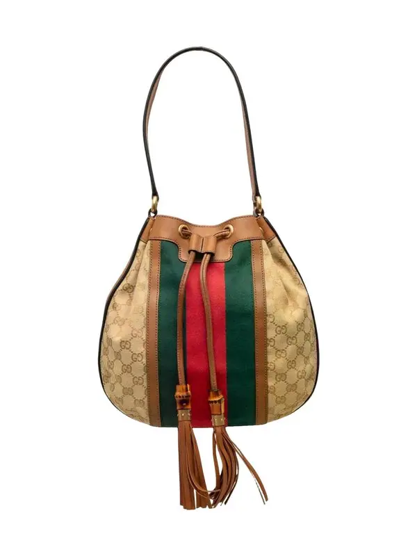 Gucci Gg Canvas Web Rania Drawstring Hobo Bag - Neutrals