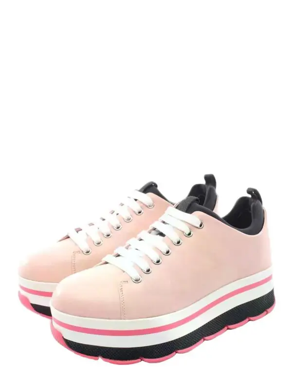 Prada Platform Leather Sneakers - Pink