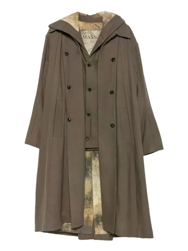 Masnada Single-breasted Hooded Coat - Green