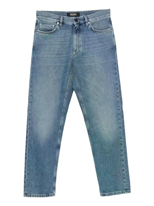 Zegna Logo Patch Straight-leg Jeans - Blue