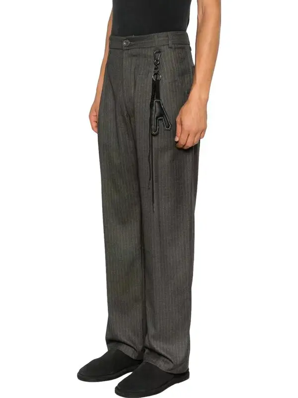 SONG FOR THE MUTE Charcoal Stripe Pattern Wide Leg Trousers - Grey