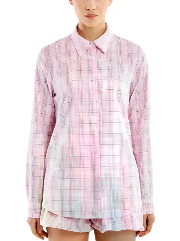 VICOLO Check-pattern Cotton Shirt - Pink