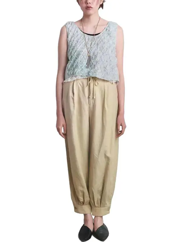 MULLER OF YOSHIOKUBO Sleeveless Lace-trimmed Ruffled Top - Blue
