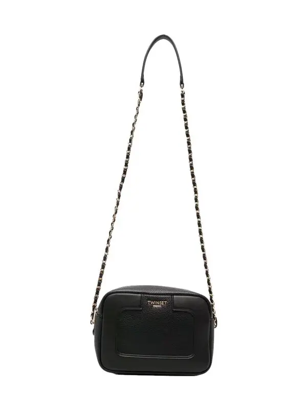 TWINSET Logo Plaque Shoulder Bag - Black