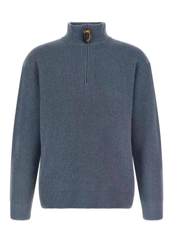 JW Anderson Ribbed Knit Half-zip Sweater - Blue