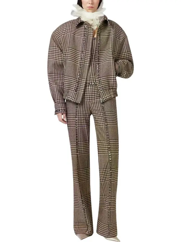 Giuseppe Di Morabito Houndstooth Stud-embellished Jacket - Brown