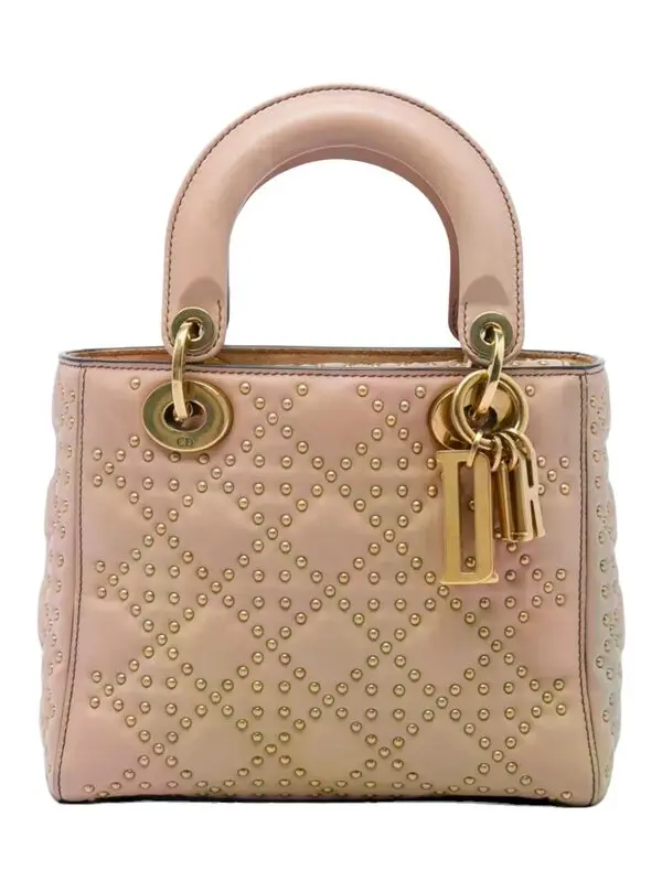 Dior Lambskin Cannage Studded Lady Satchel - Pink