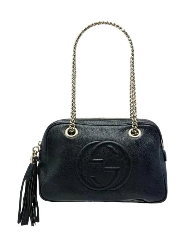 Gucci Leather Soho Chain Zip Shoulder Bag - Black
