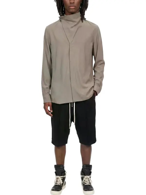 Rick Owens Asymmetric-front Long-sleeve Shirt - Grey
