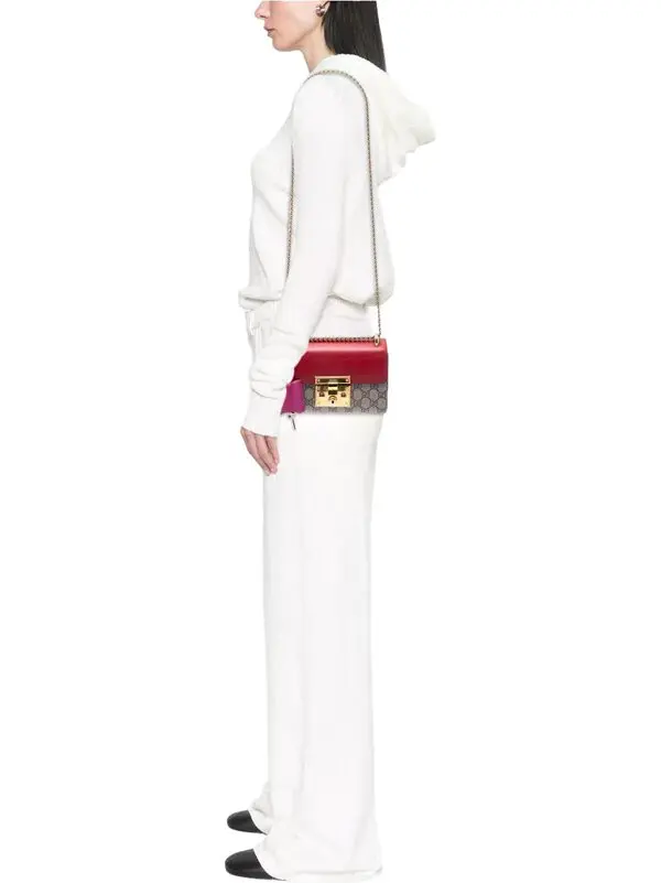 Gucci Gg Supreme Padlock Crossbody Bag - Red