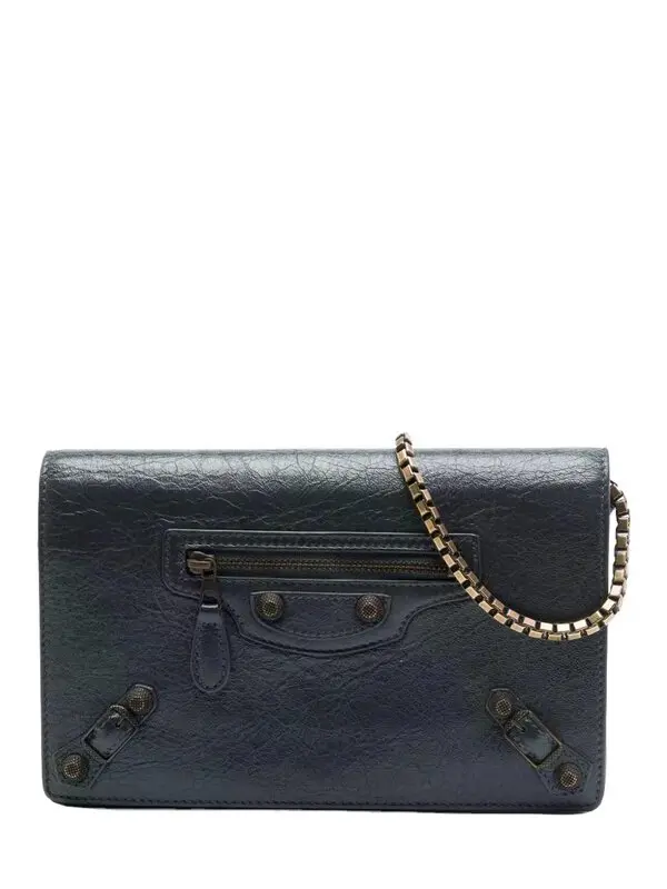 Balenciaga 2016 Lambskin Motocross Giant 12 Wallet On Chain Crossbody Bag - Grey